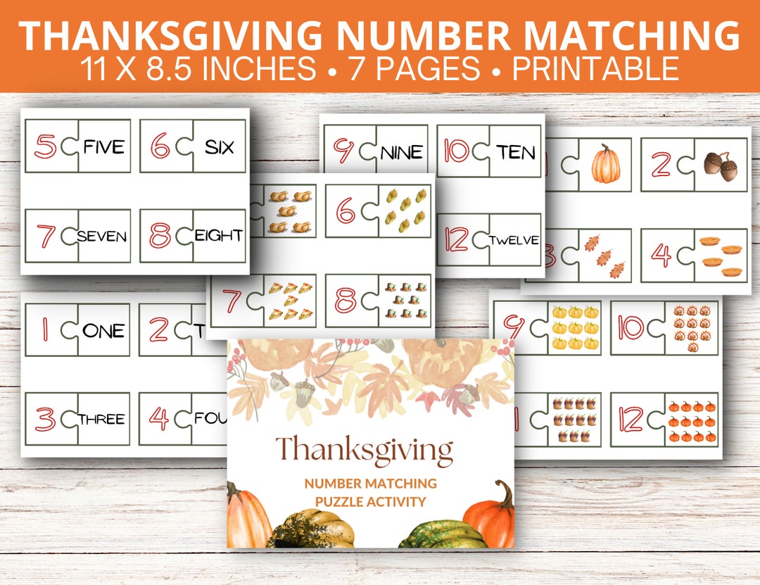 Thanksgiving Puzzle Number Matching | Thanksgiving for Preschoolers ...