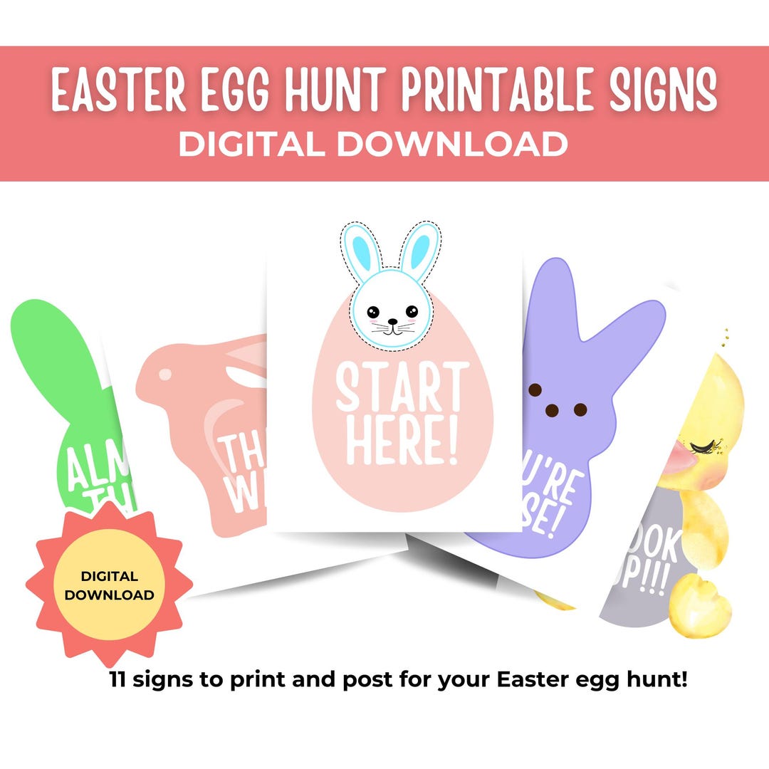 Easter Egg Hunt Signs: Fun Printable Decor (digital Download) - Etsy