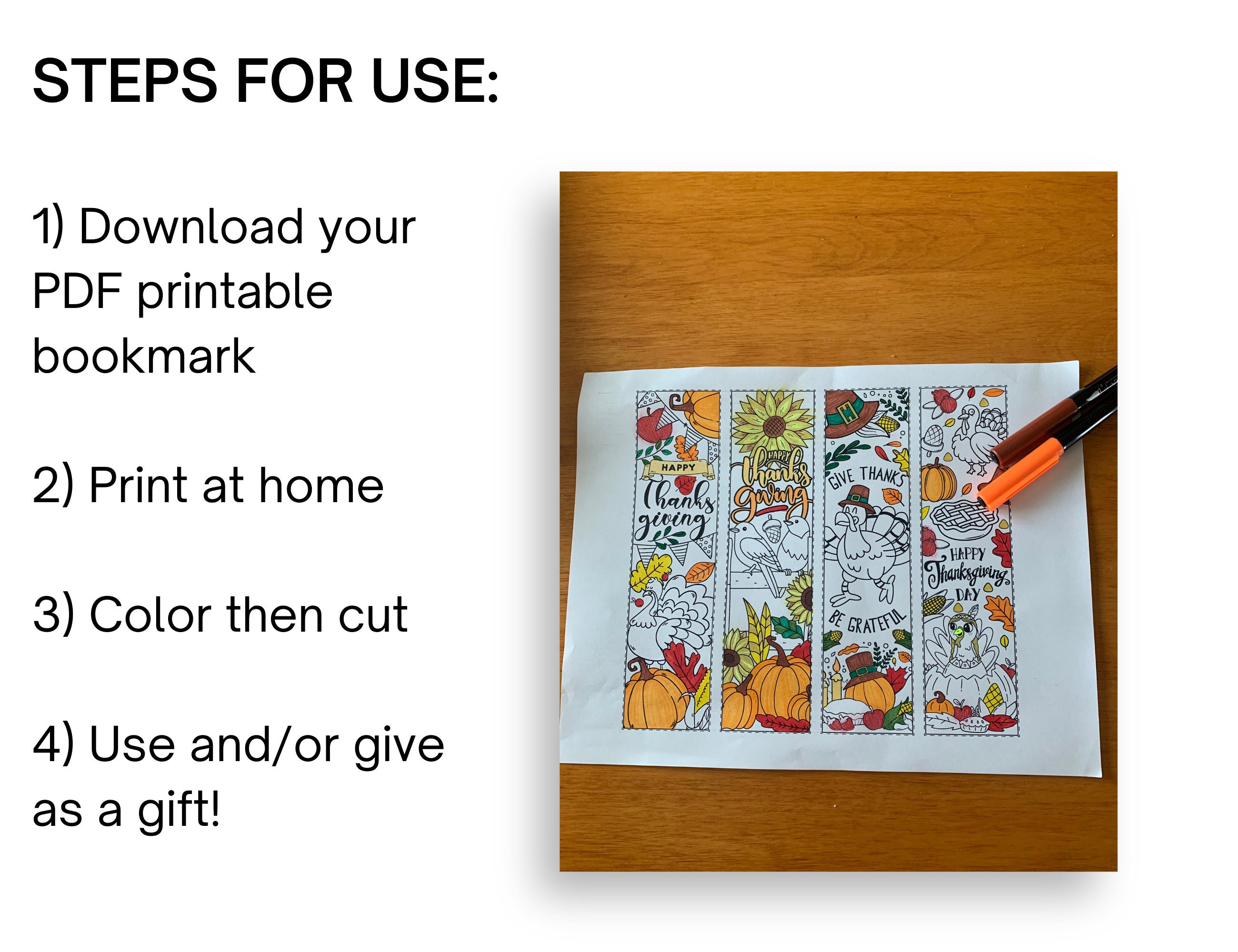 Thanksgiving Printable Bookmarks, Printable Bookmark Set - Etsy