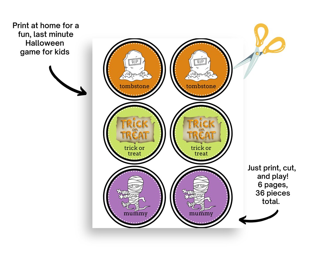 Halloween Memory Game: Printable Matching Game (digital Download) - Etsy