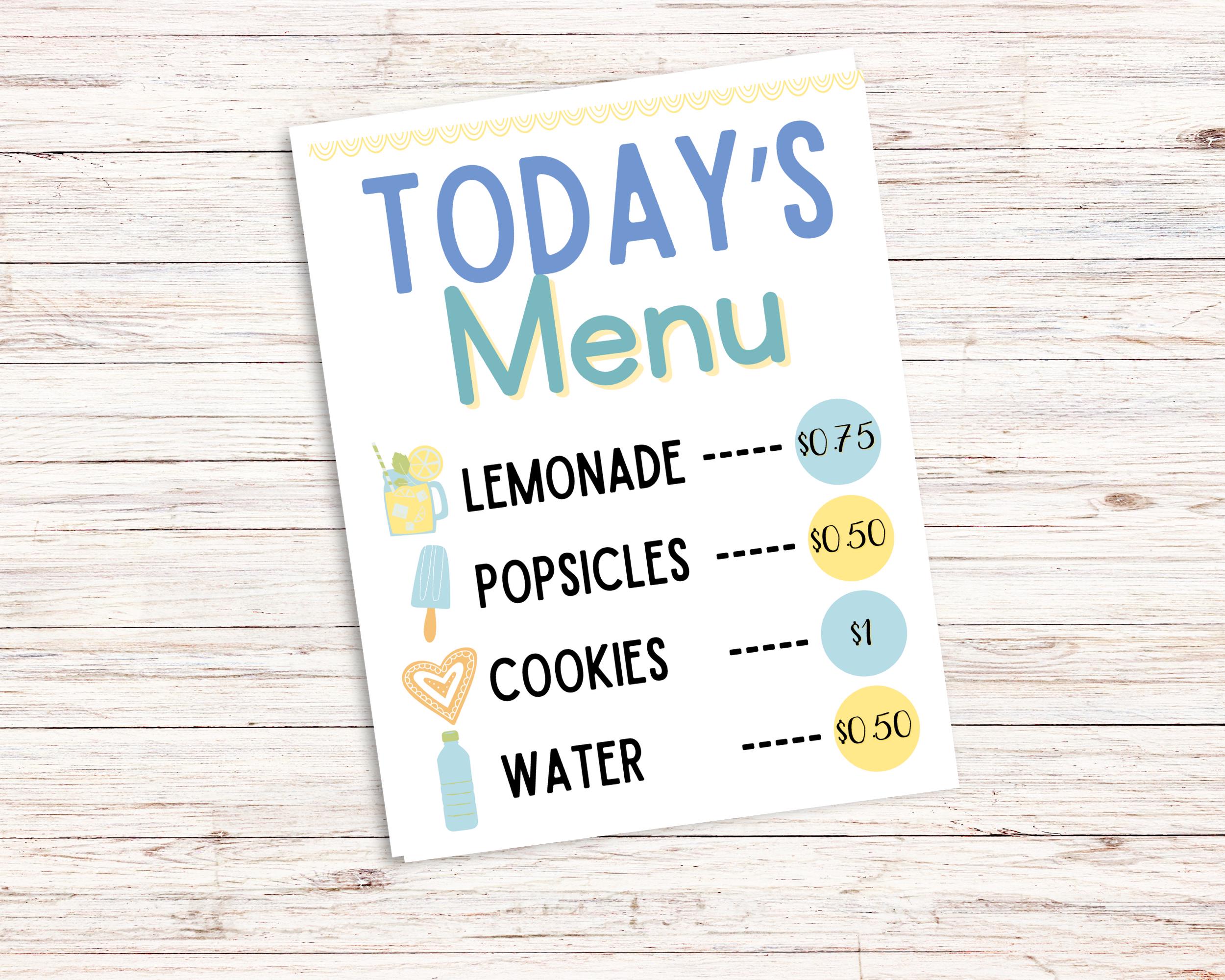 Printable Lemonade Stand Dramatic Play Kit: Summer Pretend Play (PDF ...