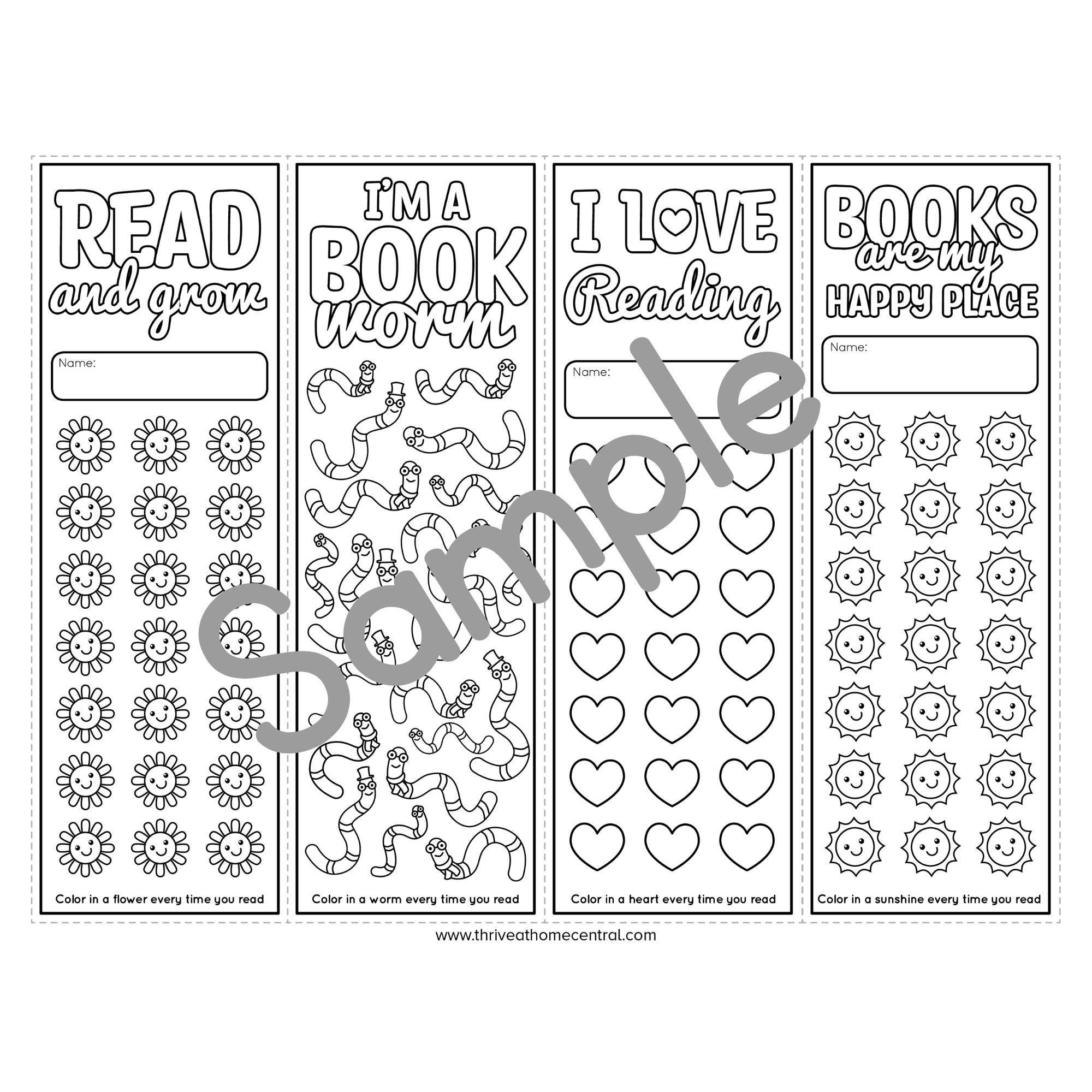 Printable Bookmark Reading Tracker Set Fun Kids Bookmarks - Etsy