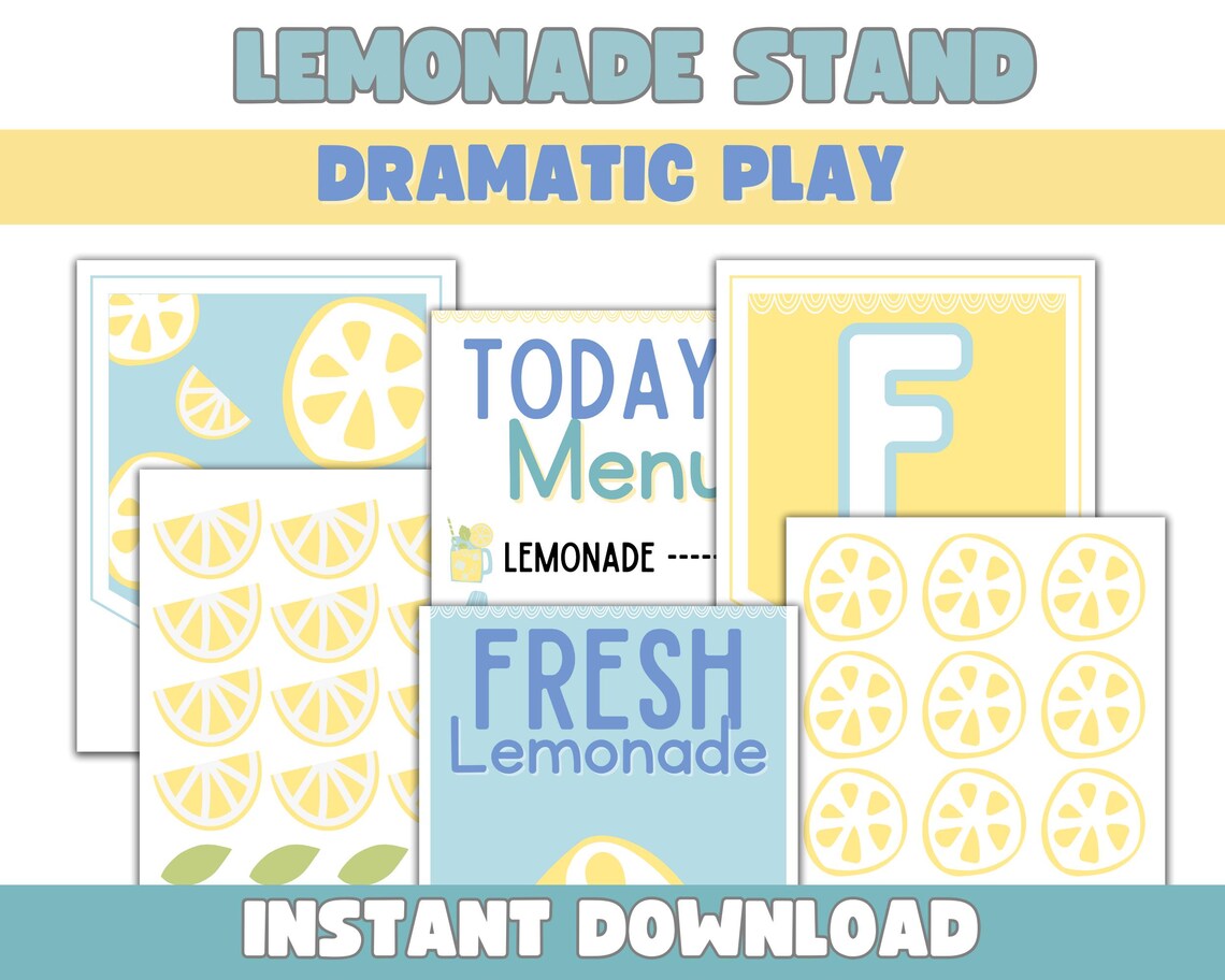 Printable Lemonade Stand Dramatic Play Kit: Summer Pretend Play (PDF ...