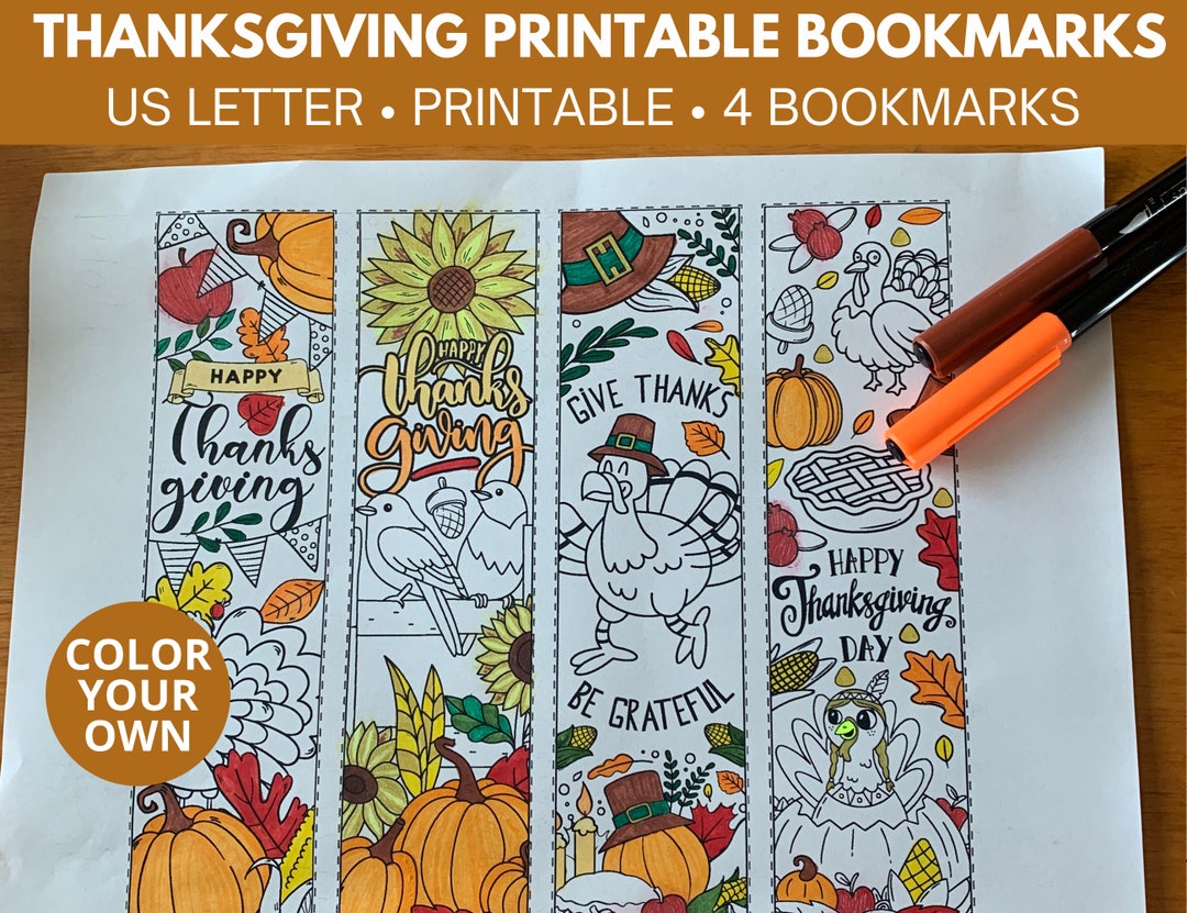Thanksgiving Printable Bookmarks, Printable Bookmark Set - Etsy