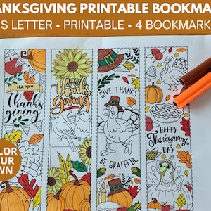 Thanksgiving Printable Bookmarks, Printable Bookmark Set - Etsy