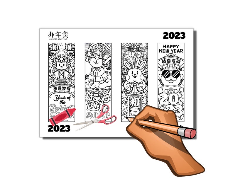 Chinese New Year Kids Coloring Bookmarks - Etsy