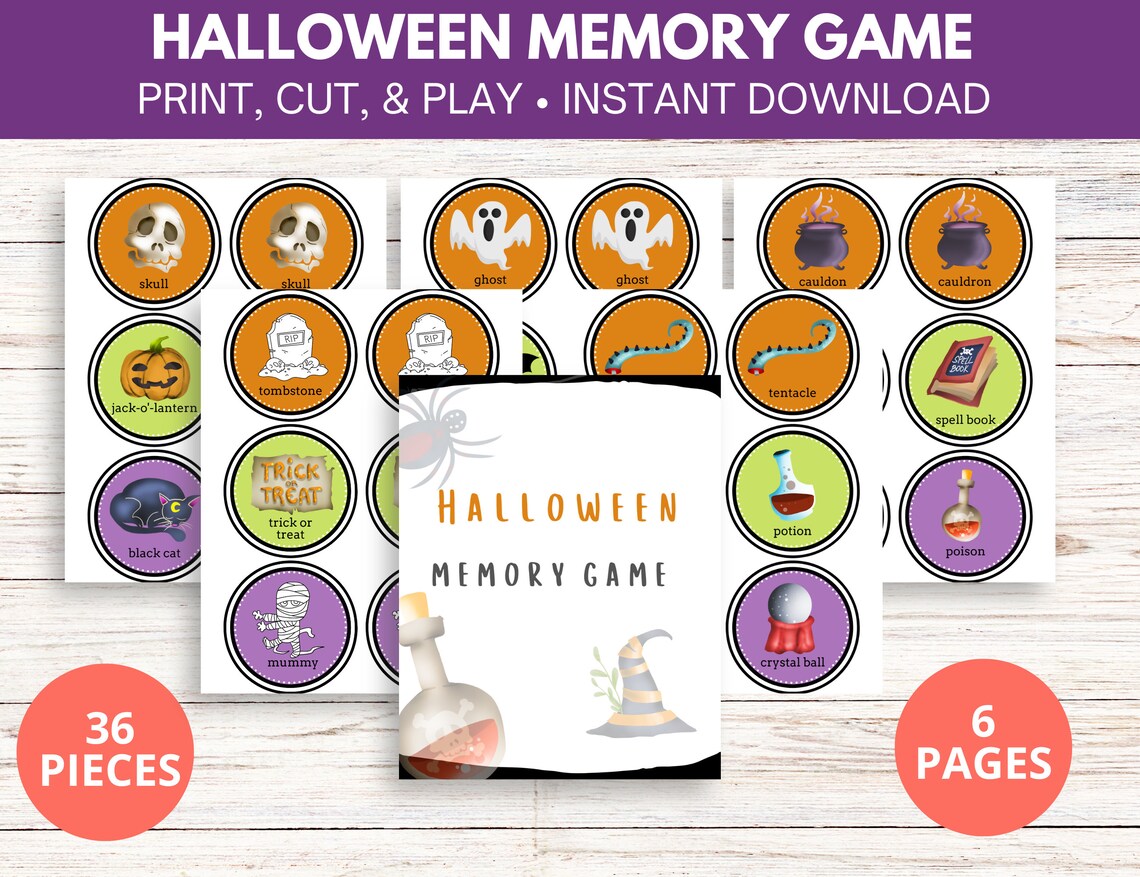 Halloween Memory Game: Printable Matching Game (digital Download) - Etsy