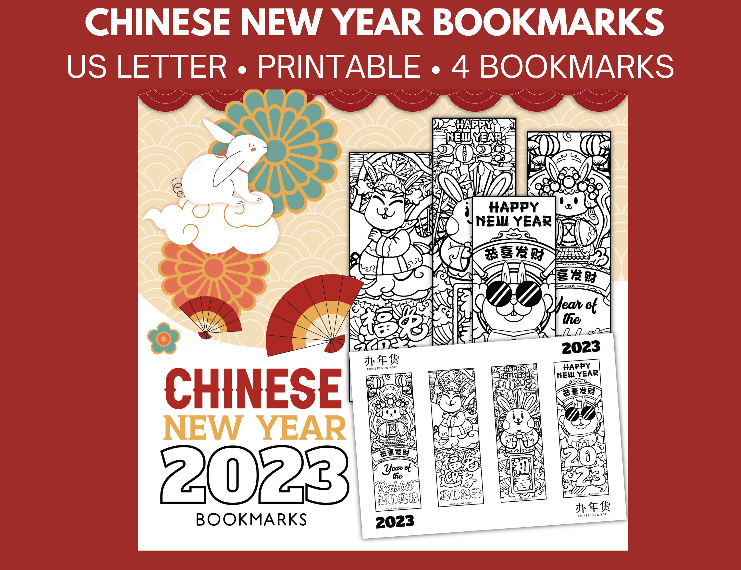 Chinese New Year Kids Coloring Bookmarks - Etsy