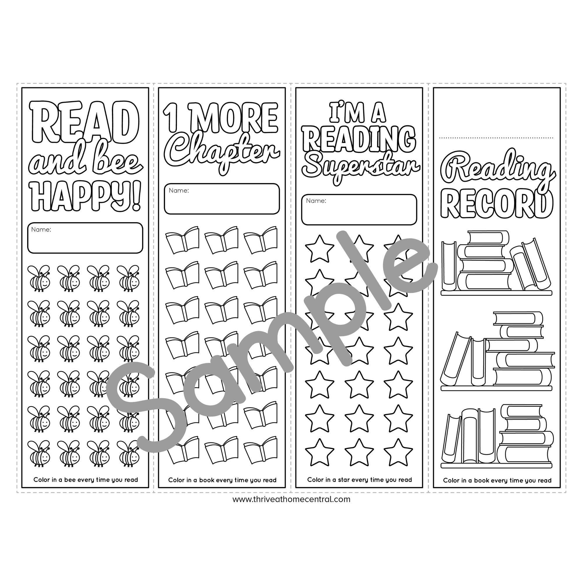 Printable Bookmark Reading Tracker Set Fun Kids Bookmarks - Etsy