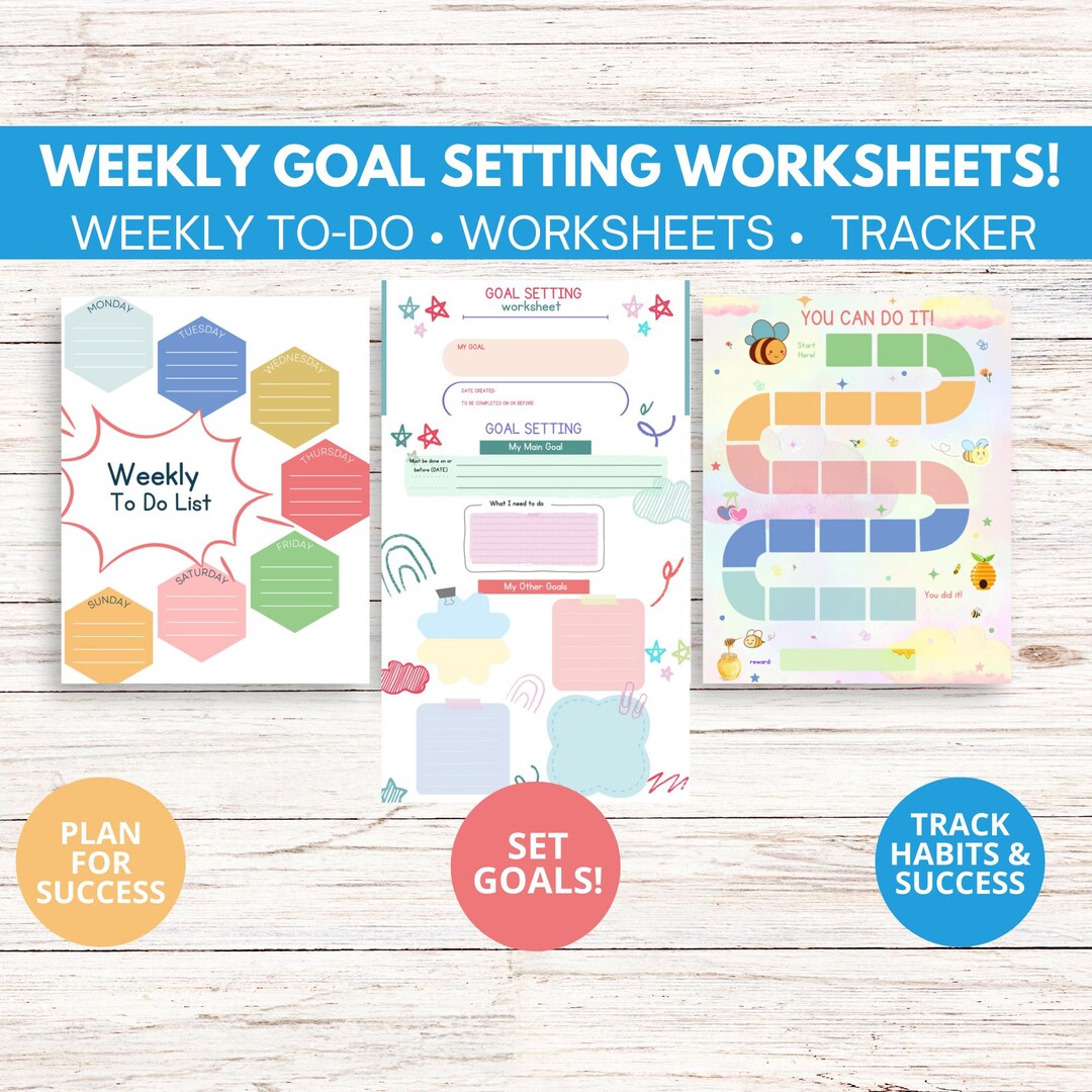 Goal Setting Worksheets for Kids 4 Page PDF for Ages 7 to 12 - Etsy