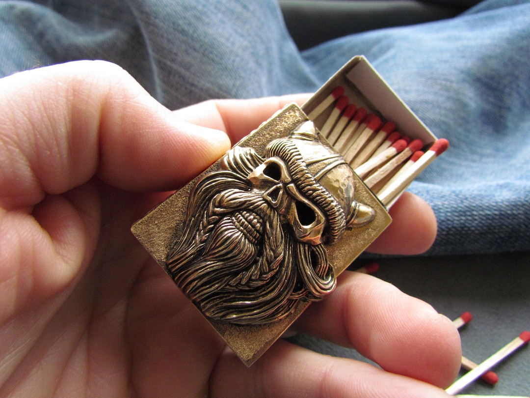 Handmade Bronze Viking Skull Matchbox Holder: Scandinavian Gift - Etsy