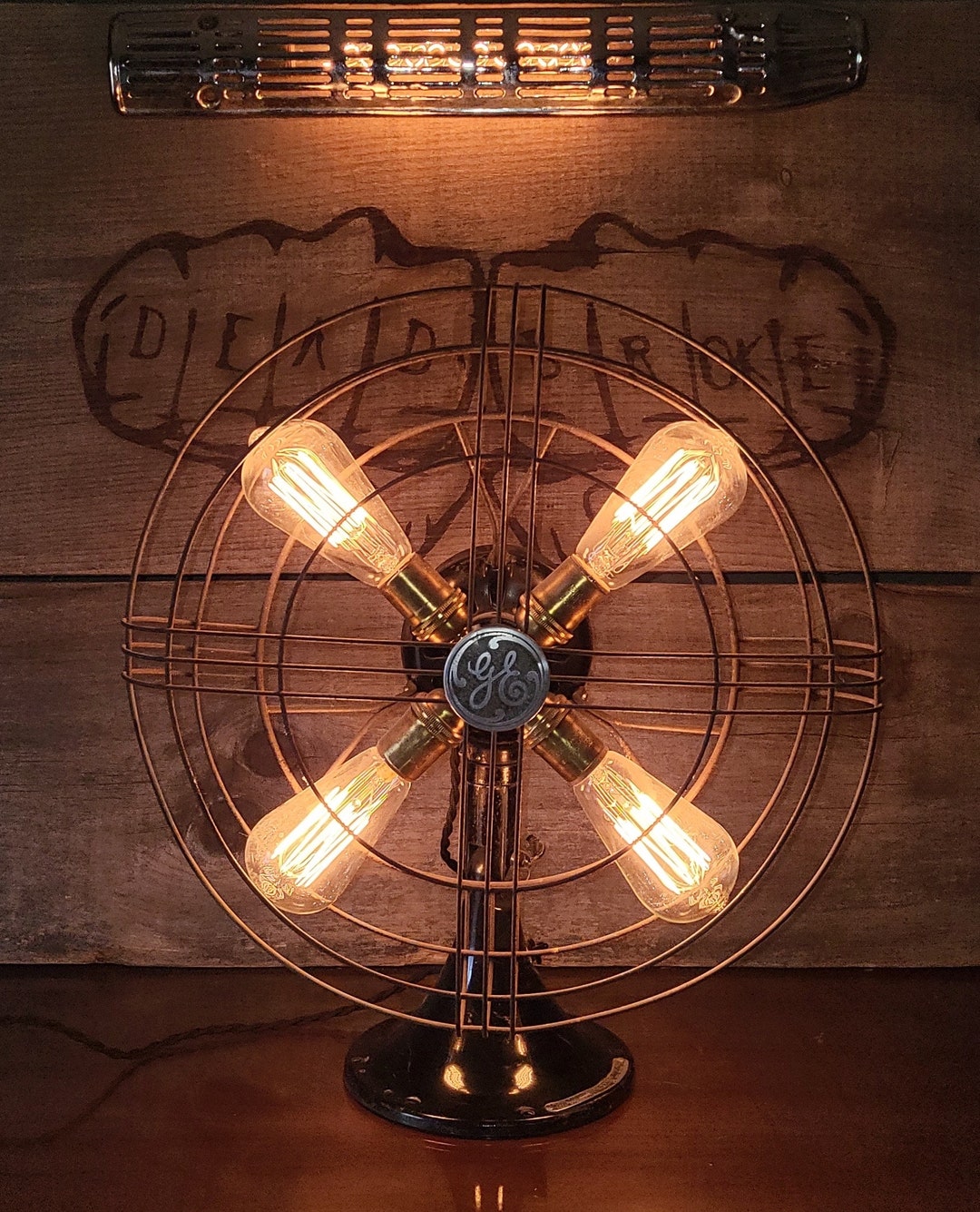 Custom Made Industrial / Steampunk Desk Fan Lamp Vintage GE Fan Upcycle ...