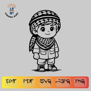 Caricature Child in Keffiyeh Digital Art Versatile Formats Svg/pdf/dxf ...