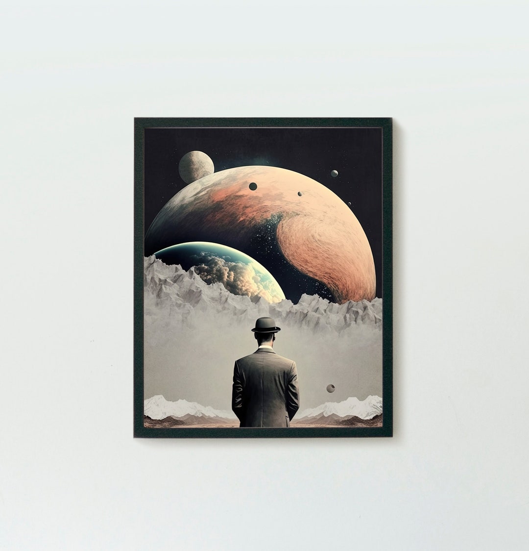Surrealism Print, Abstract Wall Art Vintage Futuristic, Sci-fi Space ...