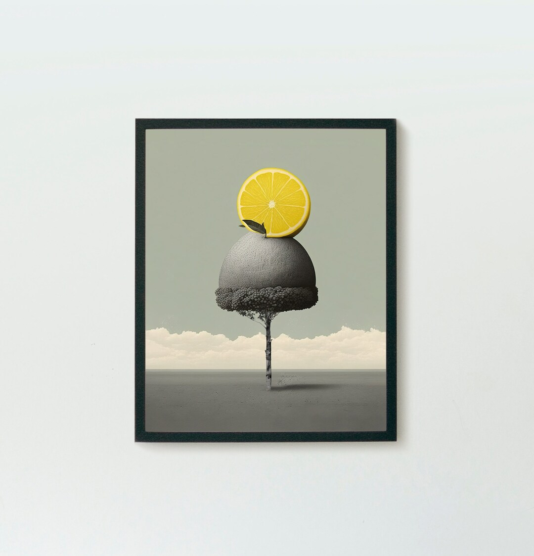 Surreal Lemon Tree Poster Citrus Wall Decor Surrealism Art Print ...