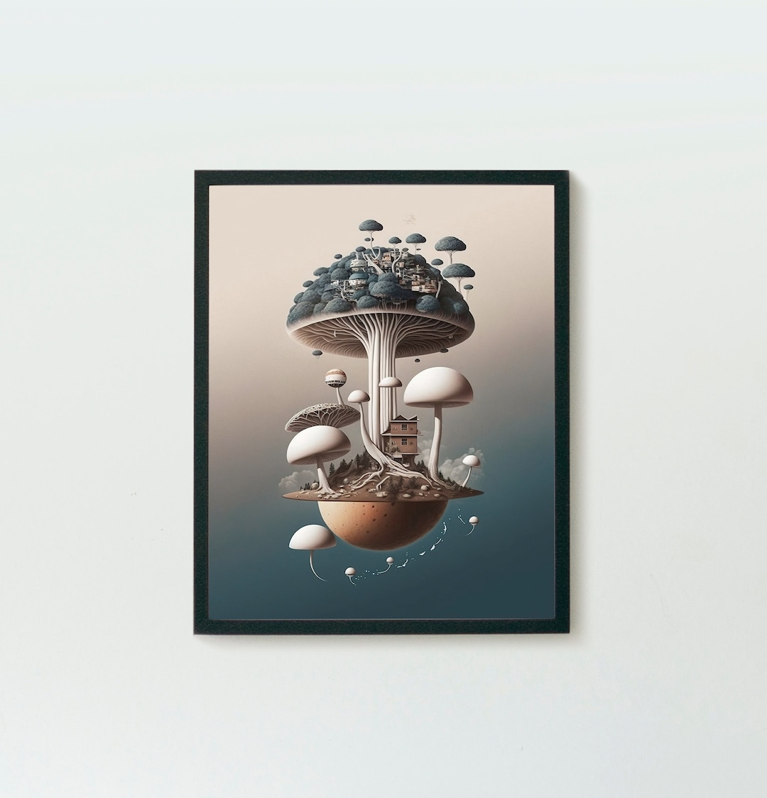Trippy Surrealism Mushroom Poster, Surreal Digital Download, Printable ...