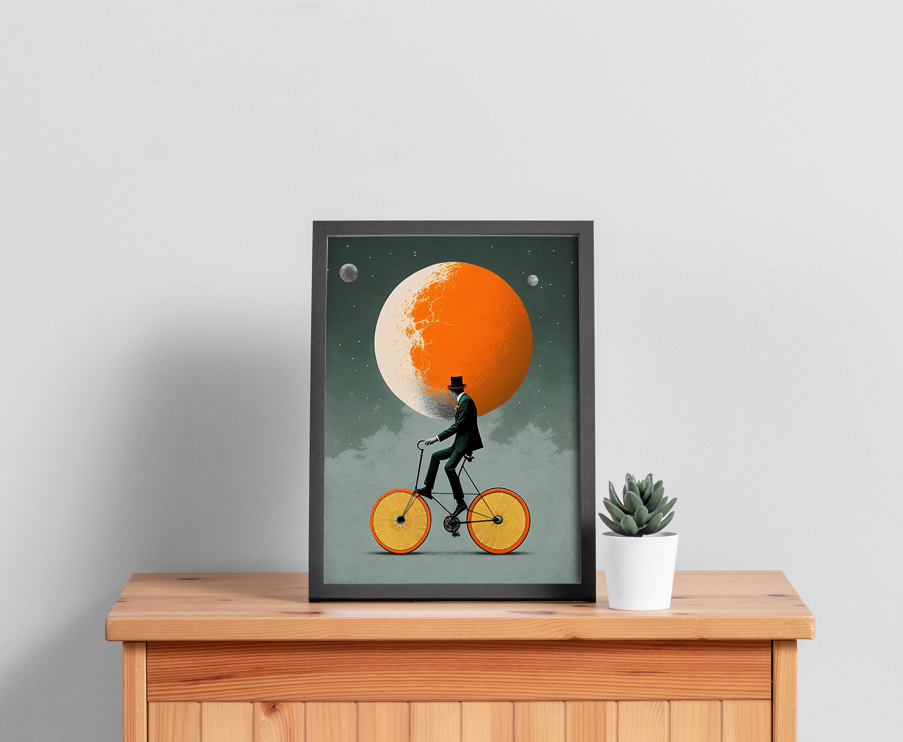 Orange Bicycle Poster Surreal Art Print Printable Wall Art, Surrealism ...