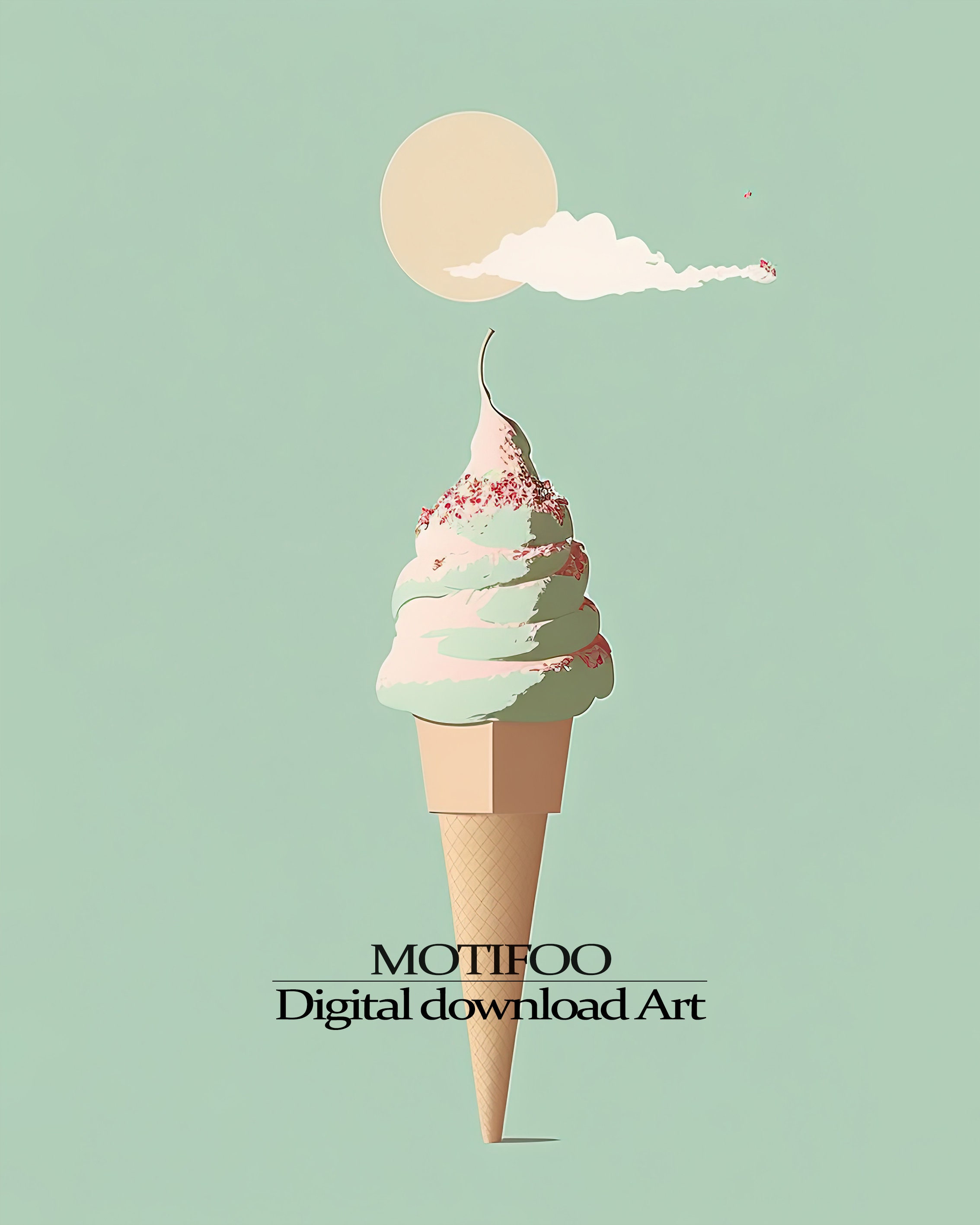 Surreal Pop Art Wall Art Print, Ice Cream Art, Surrealism Poster ...