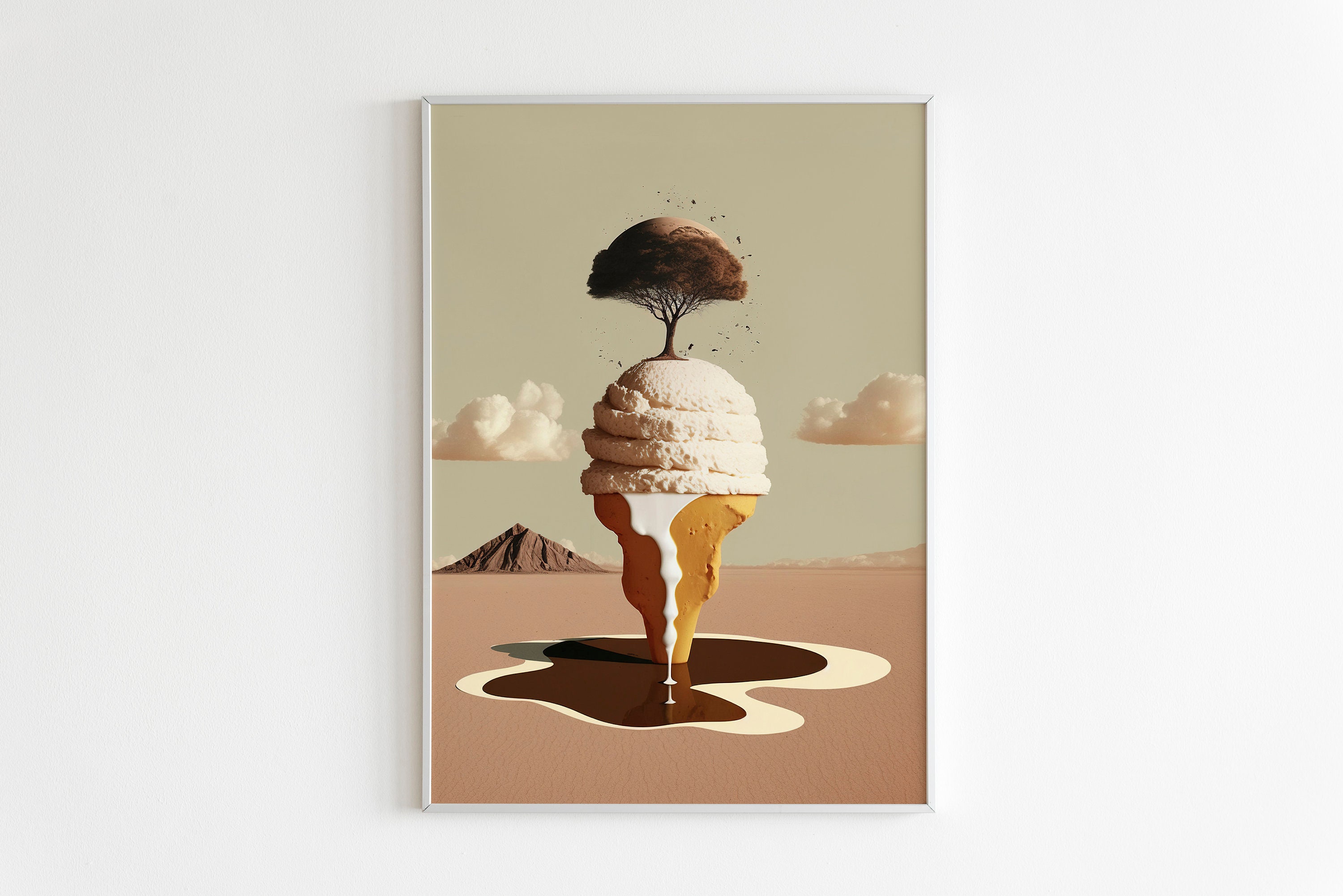 Surrealist Art Print Melting Ice Cream Surreal Wall Art Digital ...