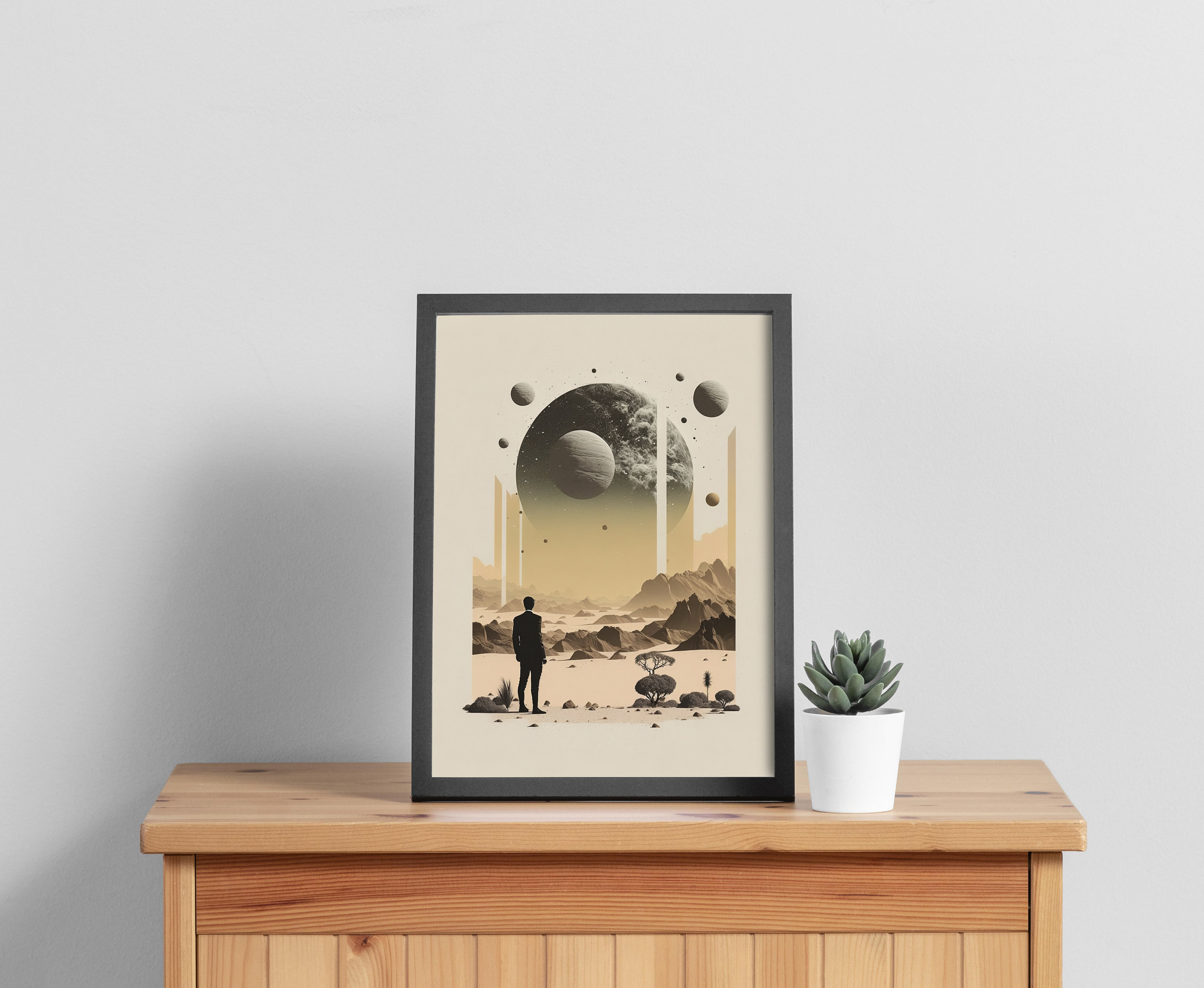 Surreal Vintage Sci-fi Poster Retrofuturism Space Art Cosmic Desert ...