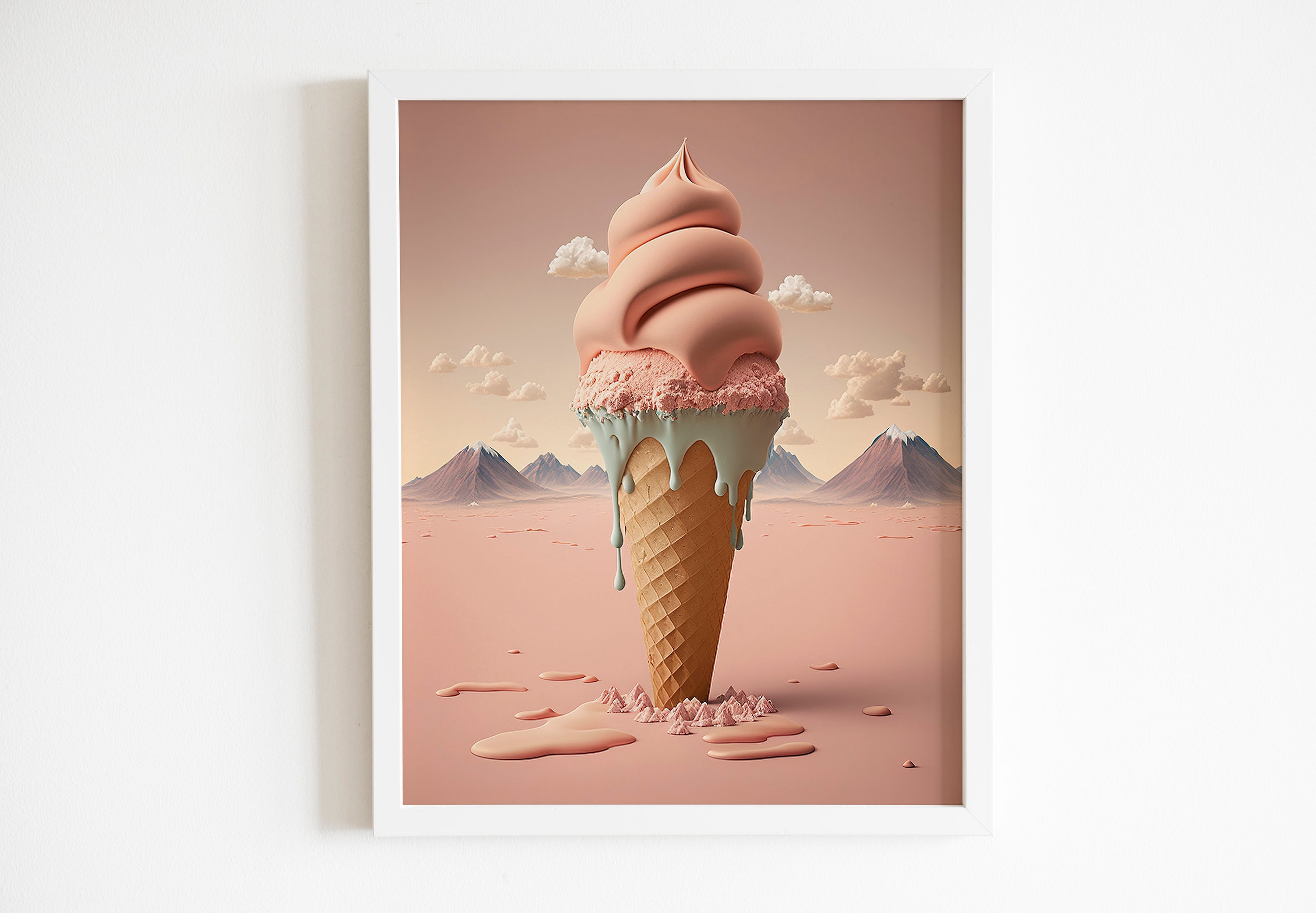 Surreal Ice Cream Wall Art Surrealism Print Pink Gelato - Etsy