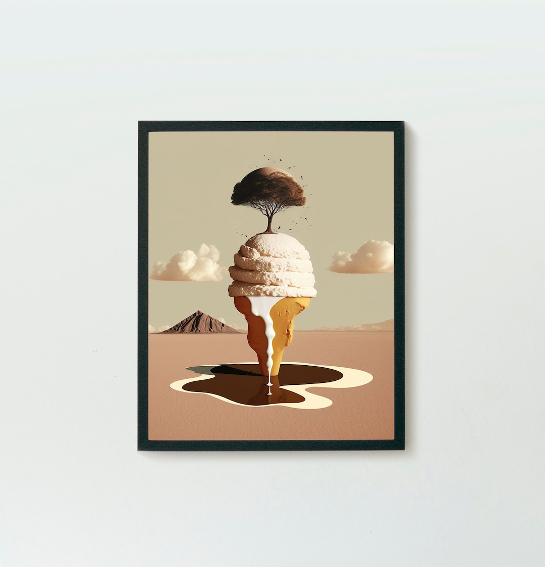Surrealist Art Print - Melting Ice Cream - Surreal Wall Art - Digital ...