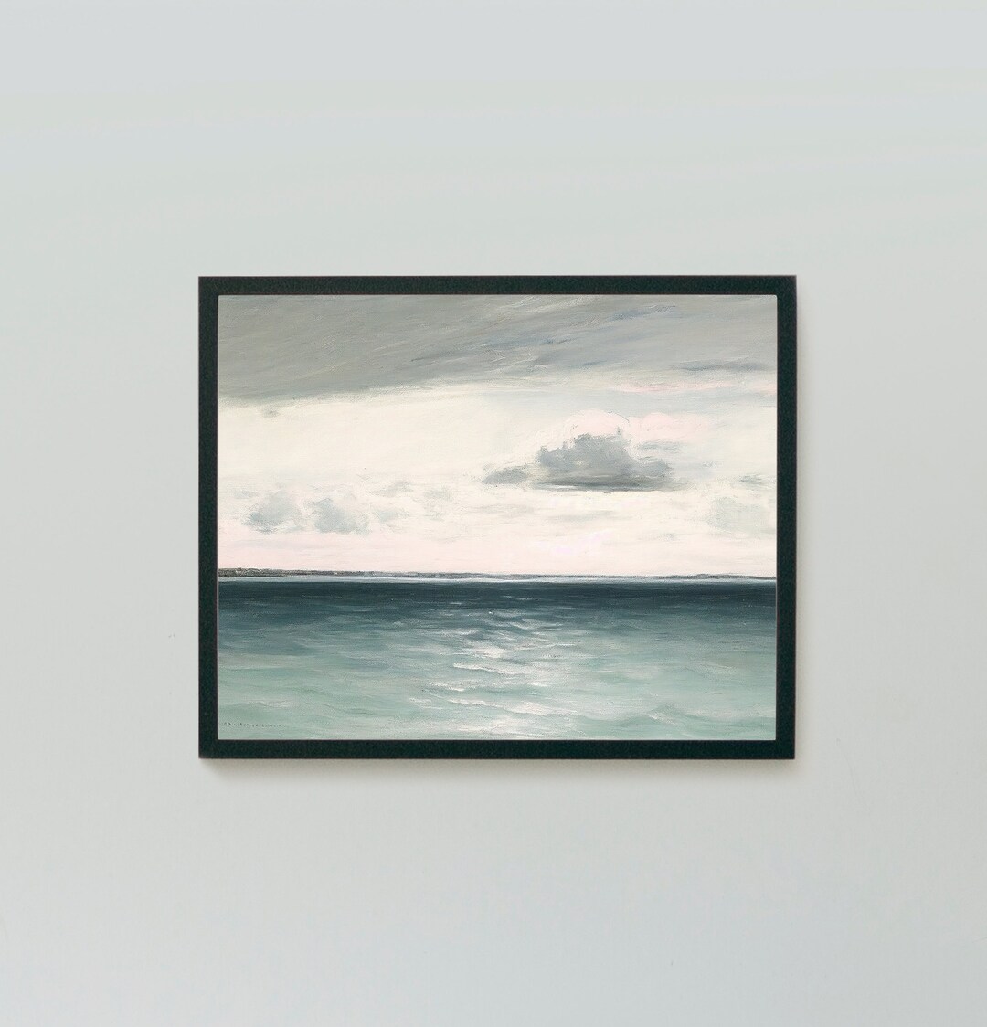Dark Moody Seascape, Coastal Oil Painting, Ocean Antique Vintage Art ...