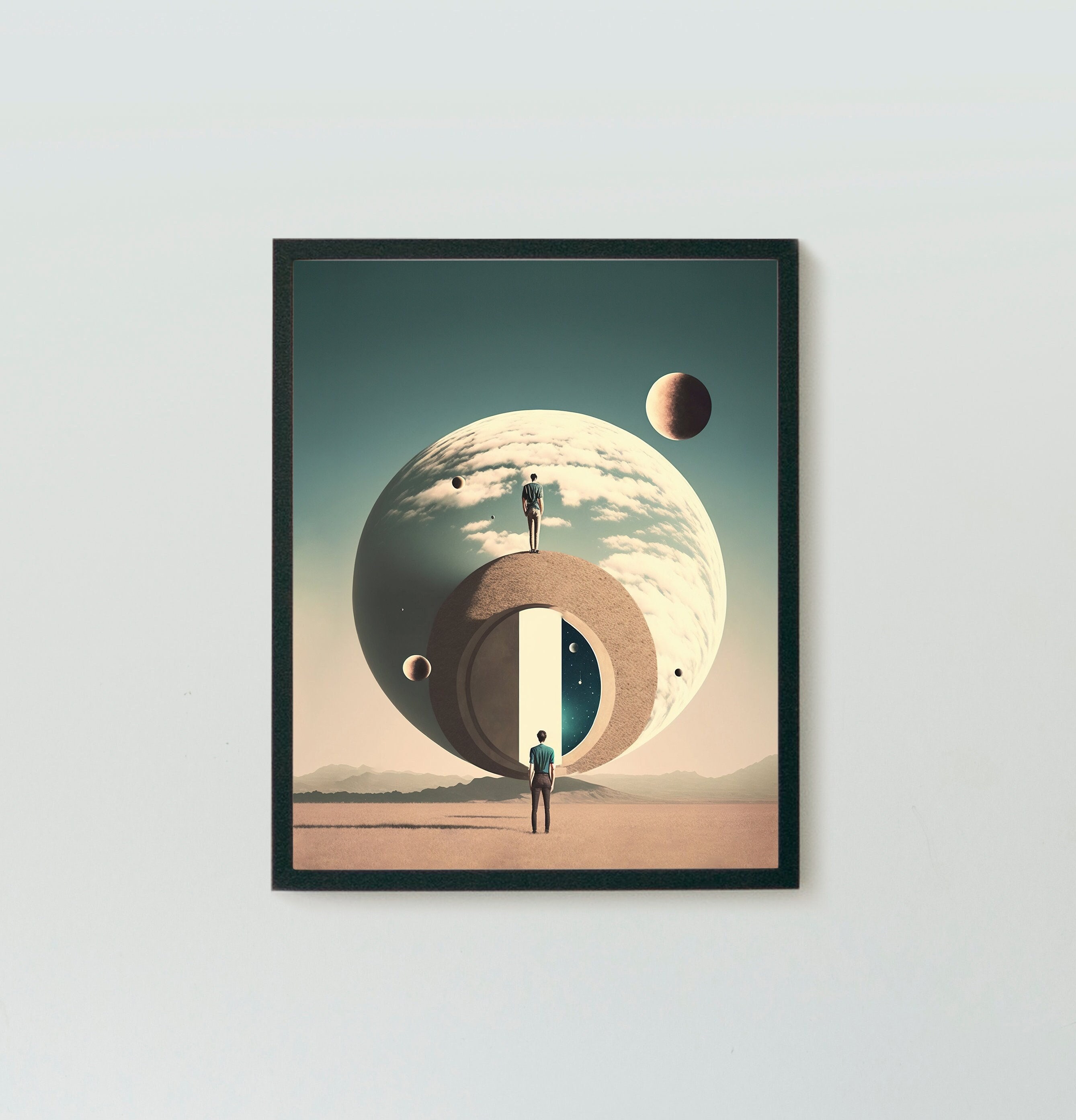 Printable Poster Surreal Wall Art Vintage Collage Planet Art Retro ...