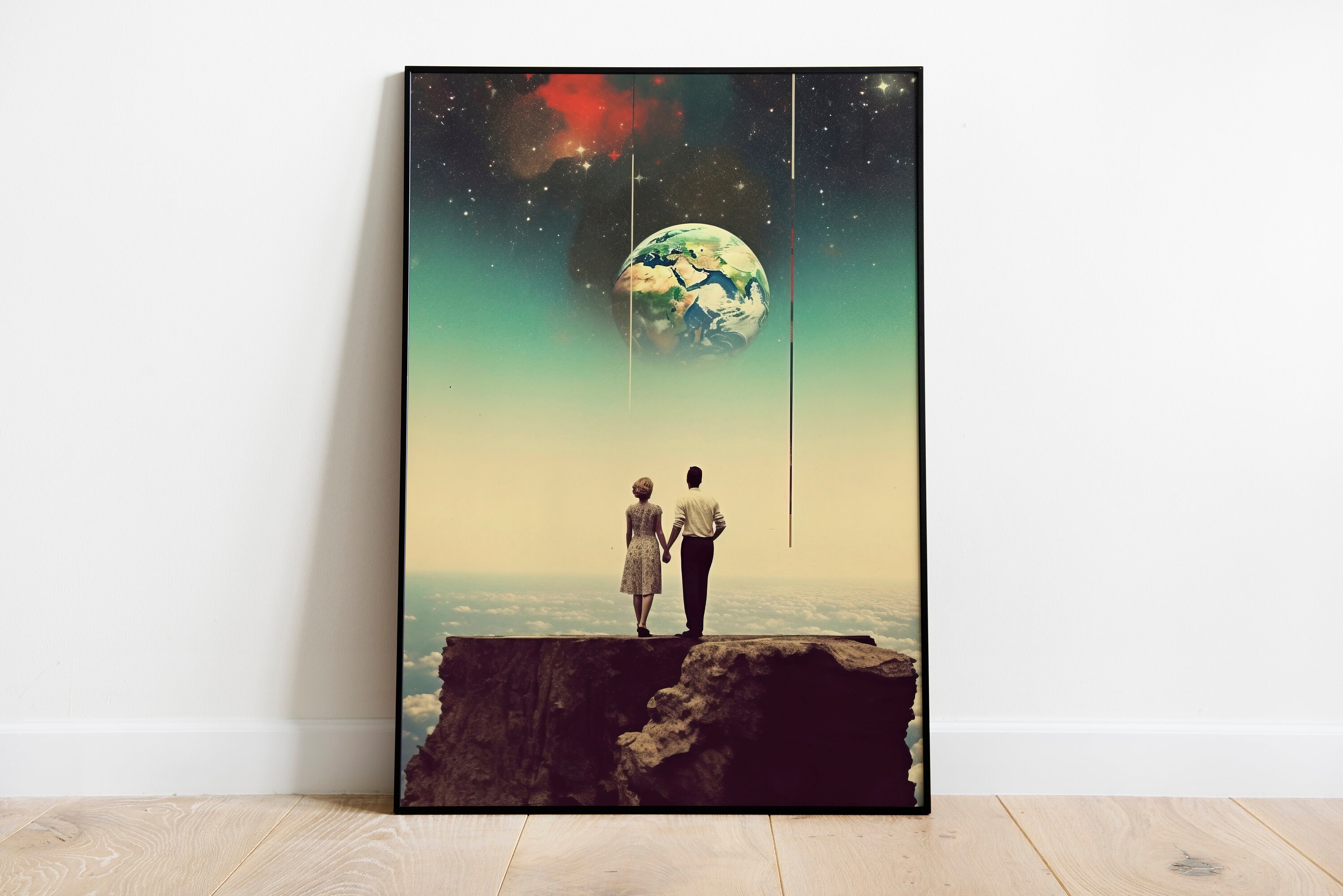 Retro Futurism Surreal Collage Art Cosmic Planet Earth Space Digital ...