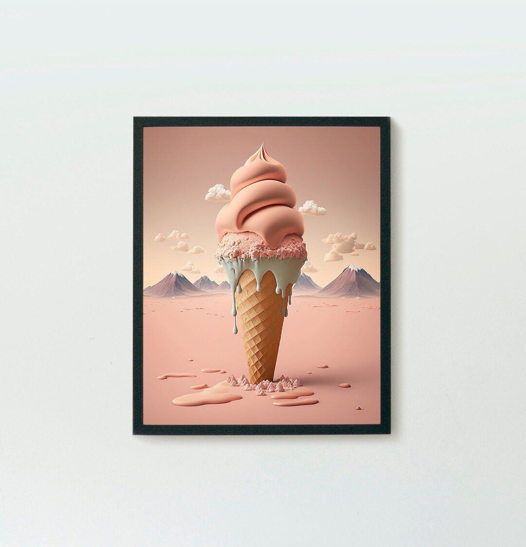 Surreal Ice Cream Wall Art Surrealism Print Pink Gelato - Etsy