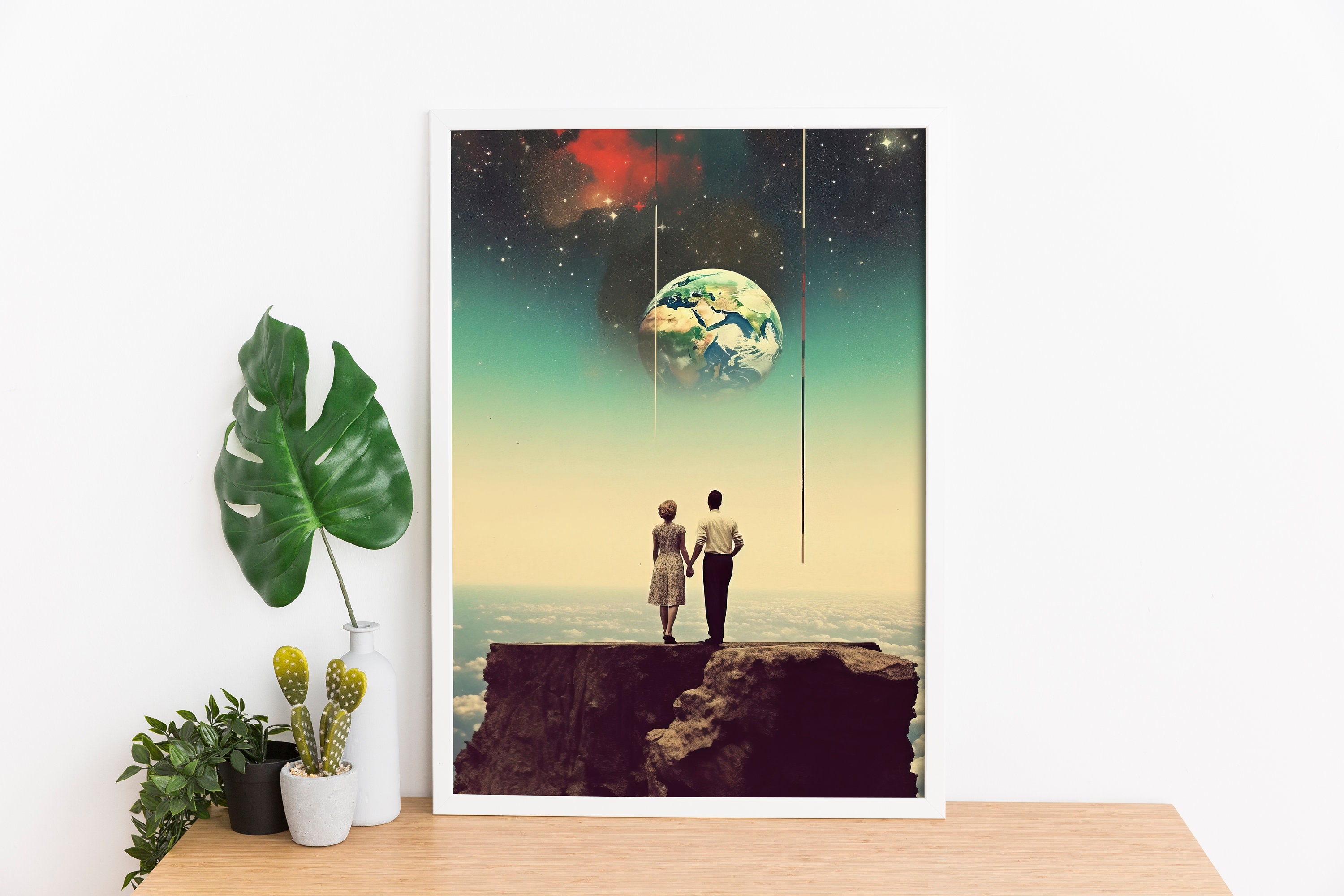 Retro Futurism Surreal Collage Art Cosmic Planet Earth Space Digital ...