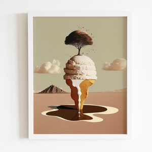 Surrealist Art Print - Melting Ice Cream - Surreal Wall Art - Digital ...