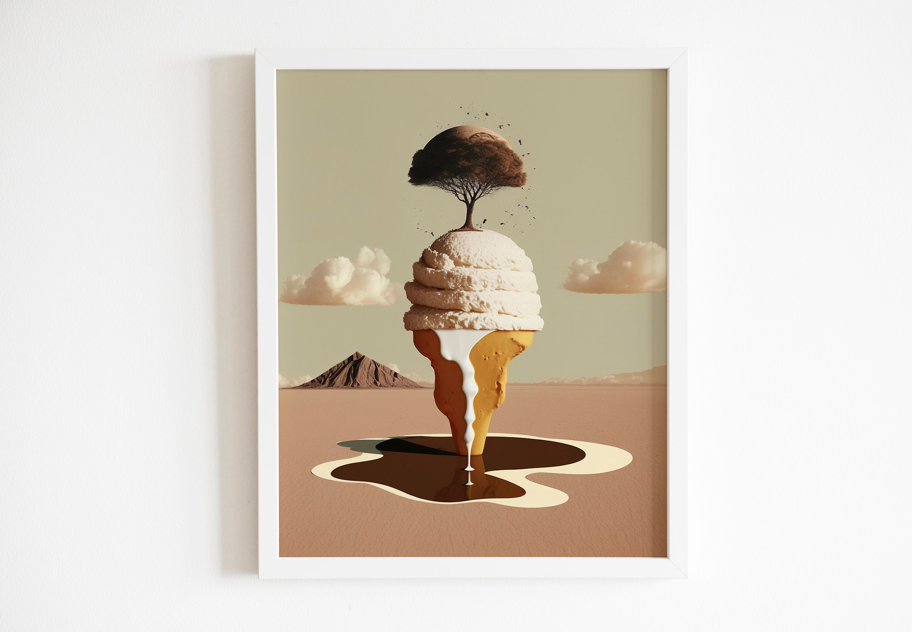 Surrealist Art Print - Melting Ice Cream - Surreal Wall Art - Digital ...