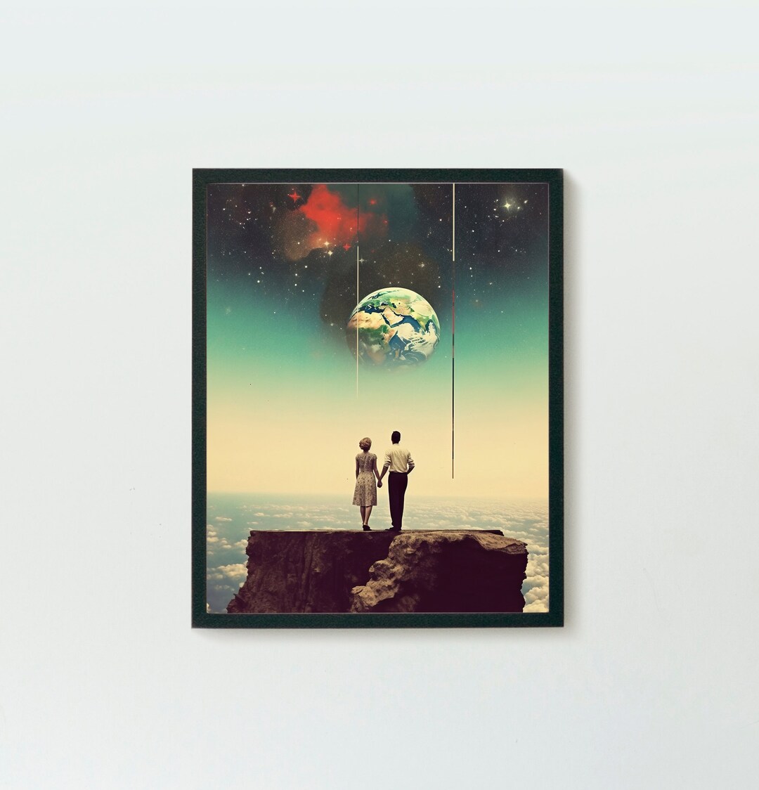 Retro Futurism Surreal Collage Art Cosmic Planet Earth Space Digital ...