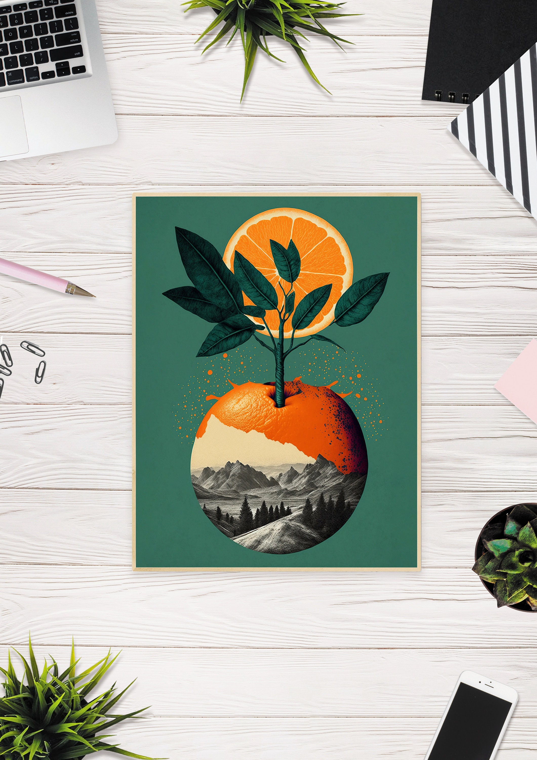 Orange Collage Surreal Downloadable Wall Art | Poster Print Retro ...