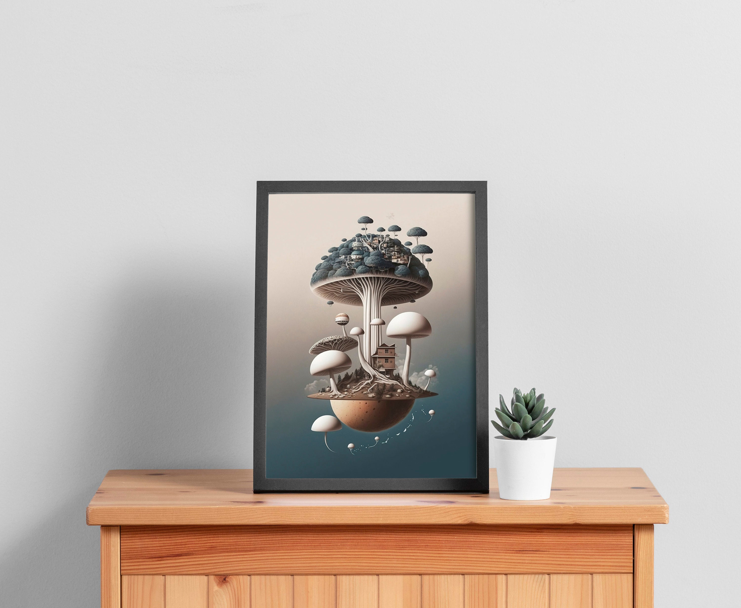 Trippy Surrealism Mushroom Poster, Surreal Digital Download, Printable ...