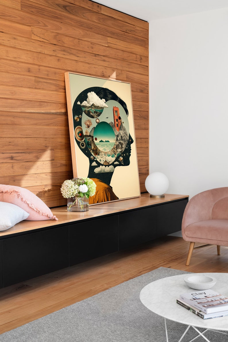 Surrealism Wall Art, Retro Collage Art, Vintage Wall Art, Retro ...