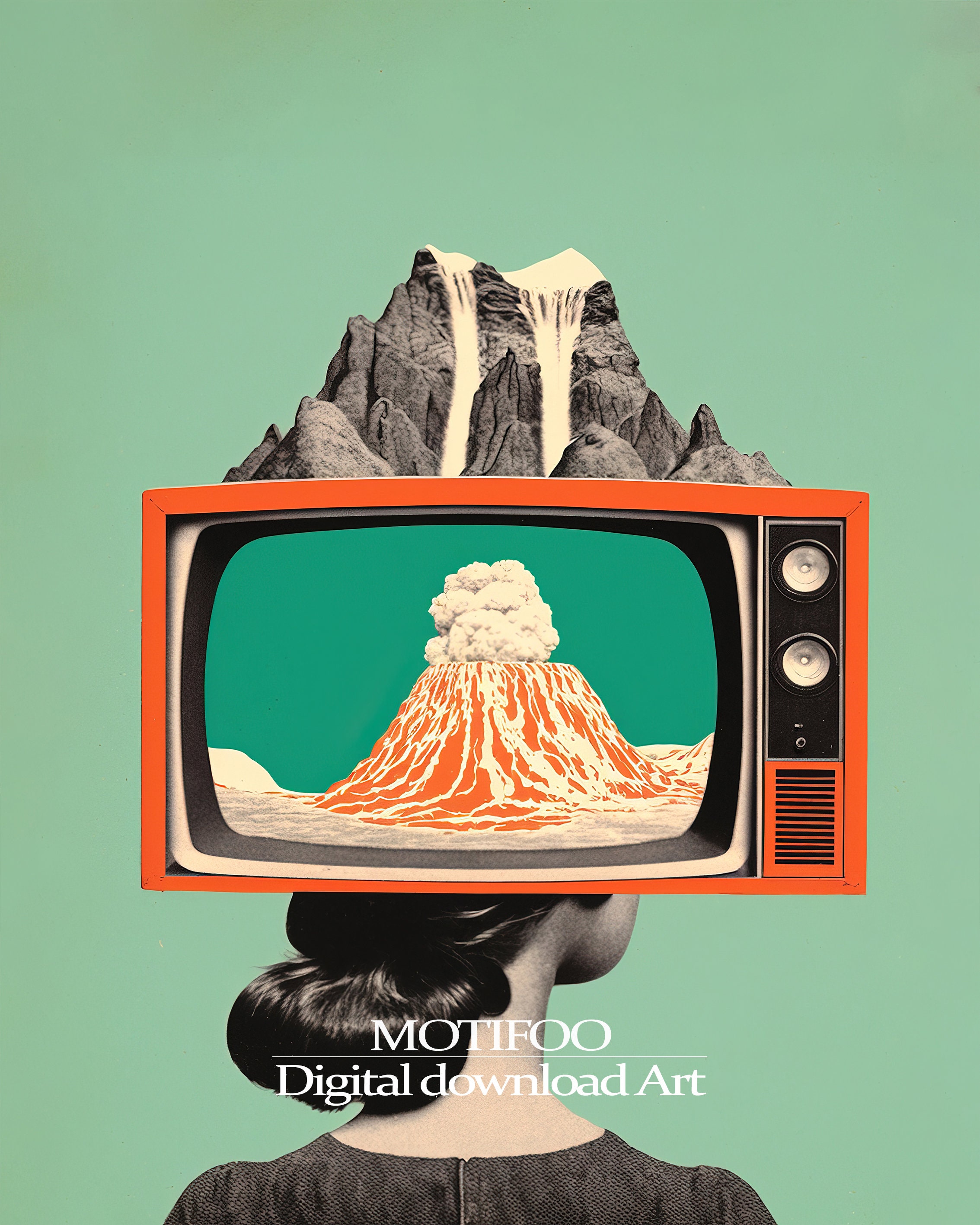 Surrealism Art Print Collage Painting Instant Download Living Room ...