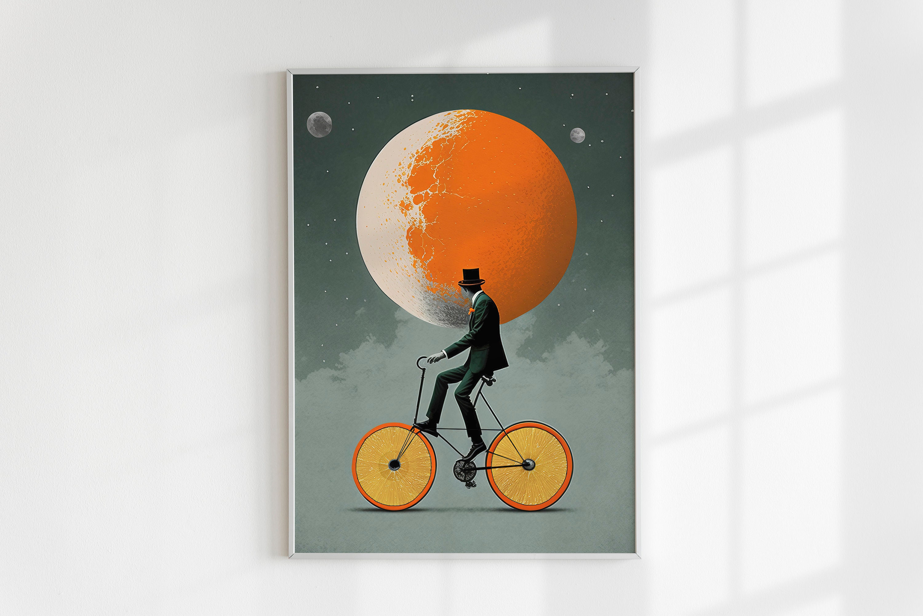 Orange Bicycle Poster Surreal Art Print Printable Wall Art, Surrealism ...