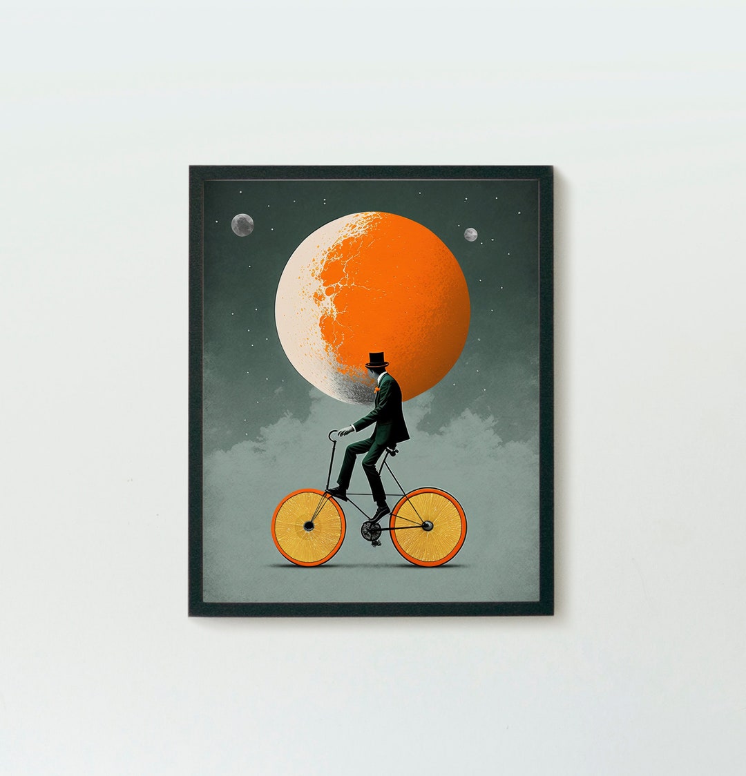 Orange Bicycle Poster - Surreal Art Print - Printable Wall Art ...