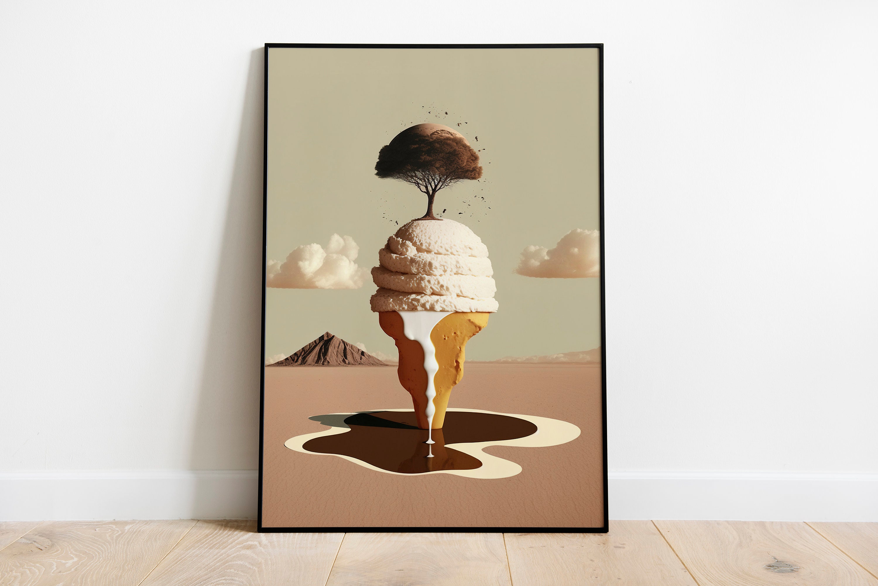 Surrealist Art Print Melting Ice Cream Surreal Wall Art Digital ...