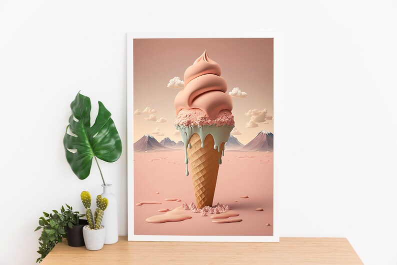 Surreal Ice Cream Wall Art Surrealism Print Pink Gelato - Etsy