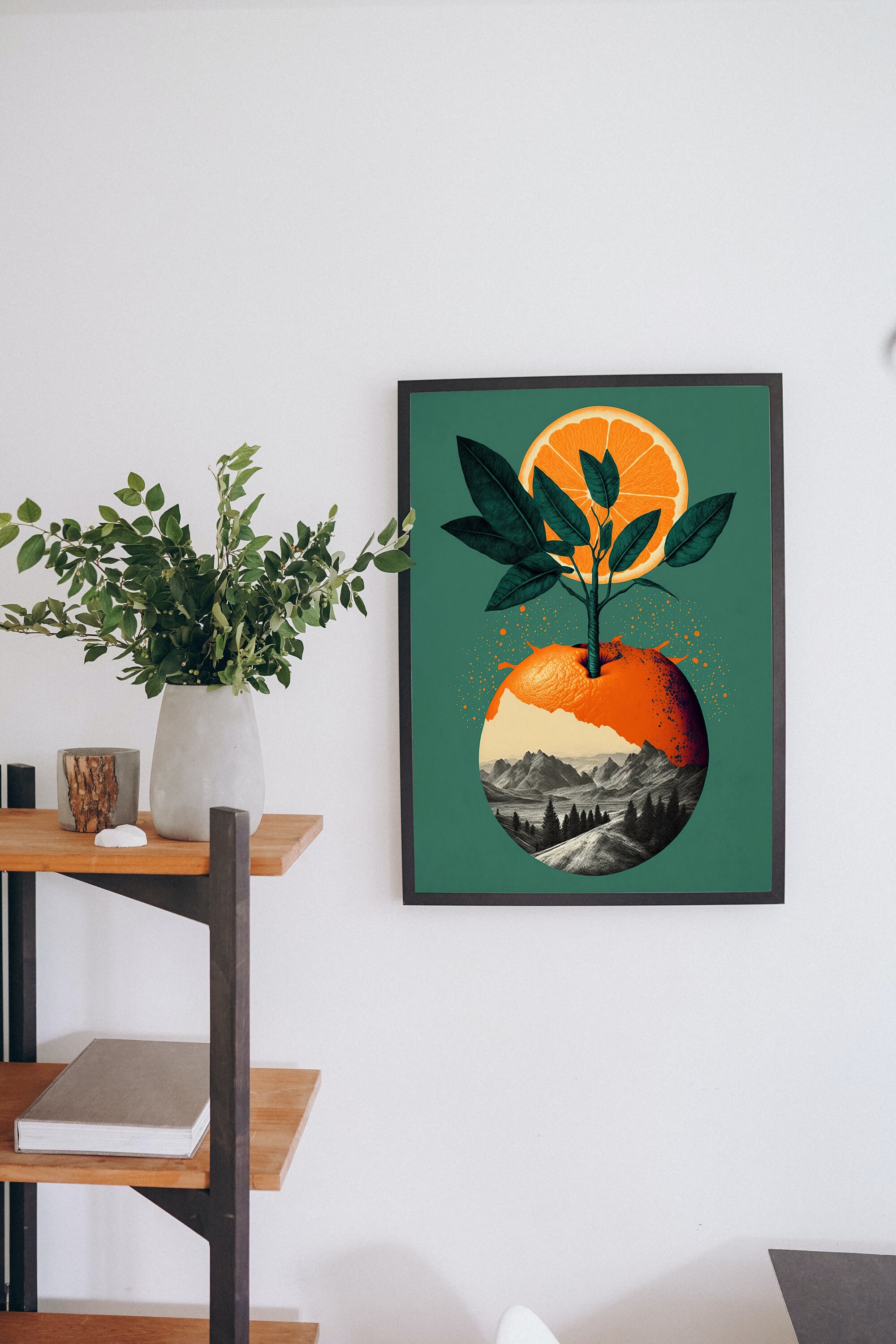 Orange Collage Surreal Downloadable Wall Art | Poster Print Retro ...