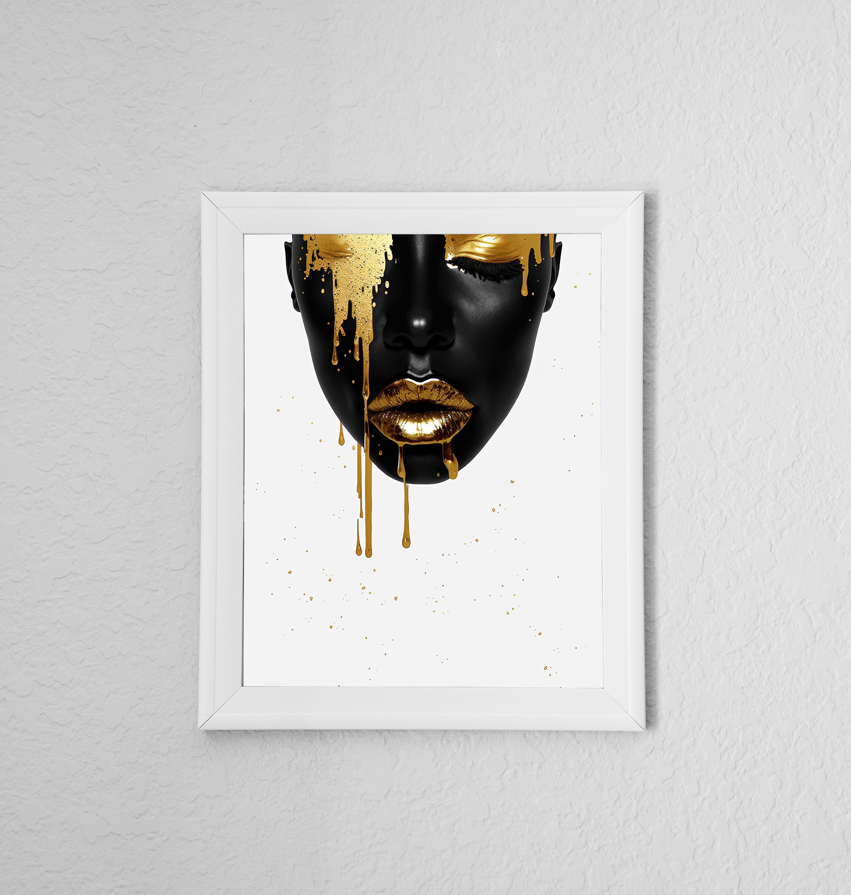 Black Woman With Gold Lips Poster, African American Art, Afro Poster ...