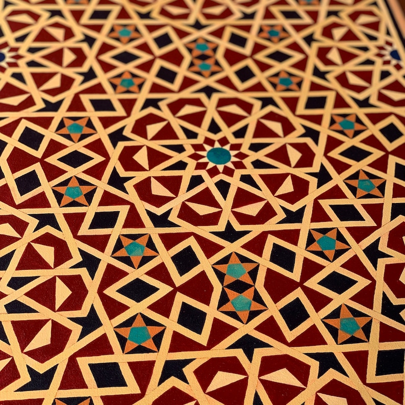 Cairo Mamluk Era Pattern Art, Islamic Geometric Design Painting ...
