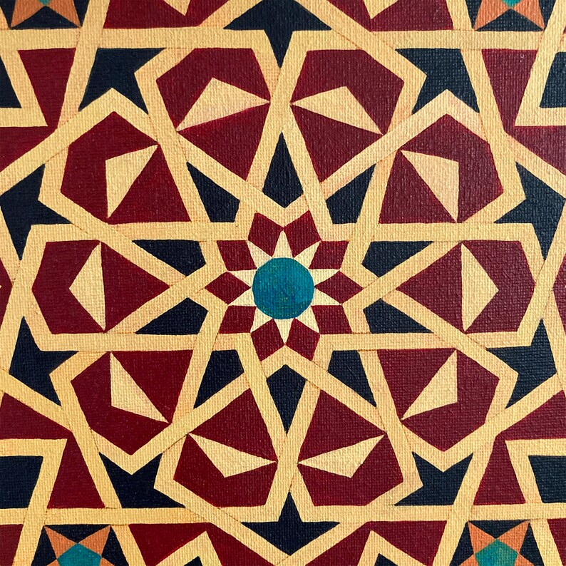 Cairo Mamluk Era Pattern Art, Islamic Geometric Design Painting ...