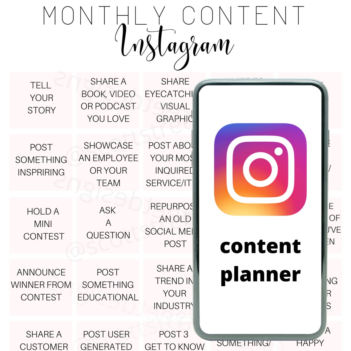 Instagram Planner Printable Instagram Planner PDF Content - Etsy