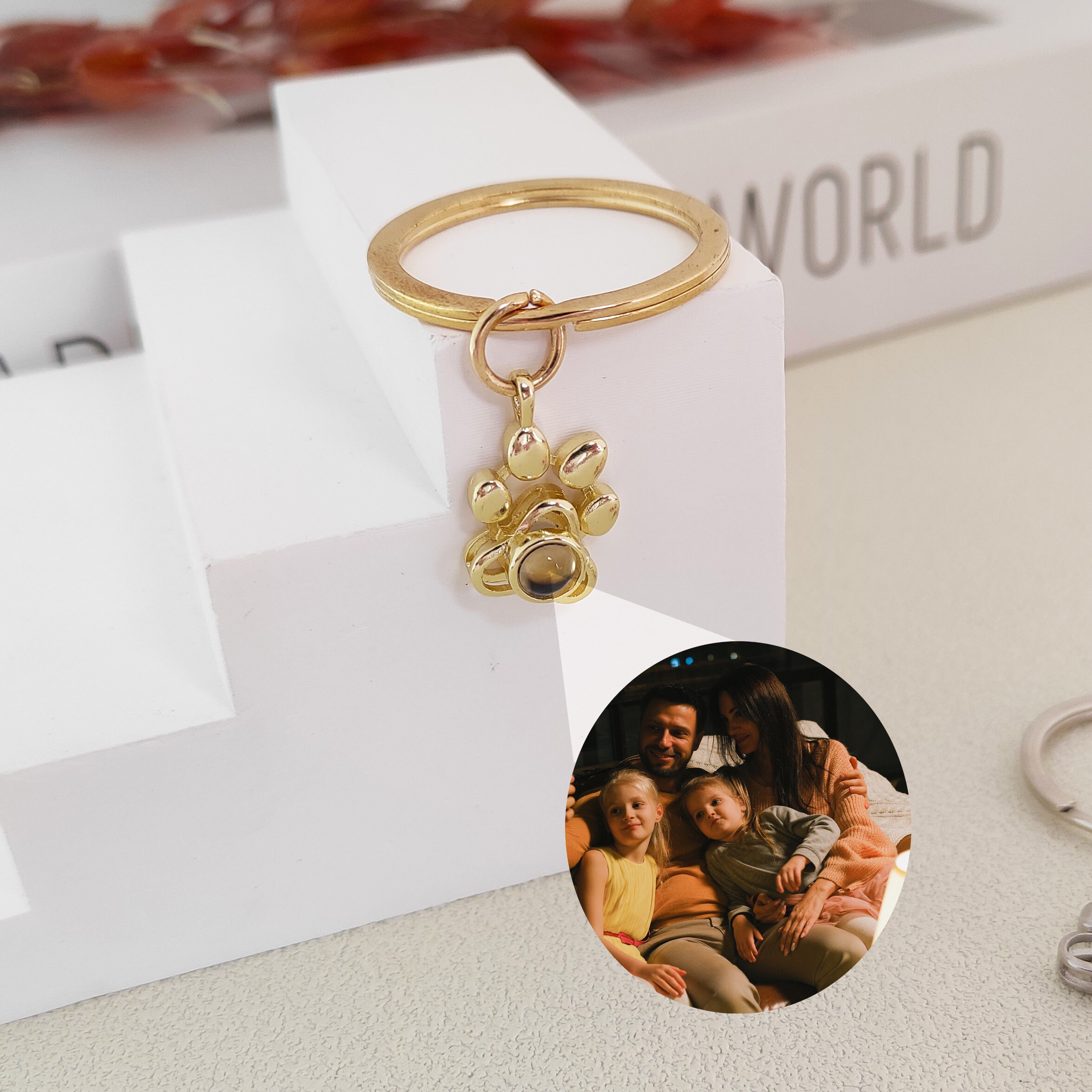 Personalize Paw Print Projection Photo Keychain,dog Picture Necklace ...