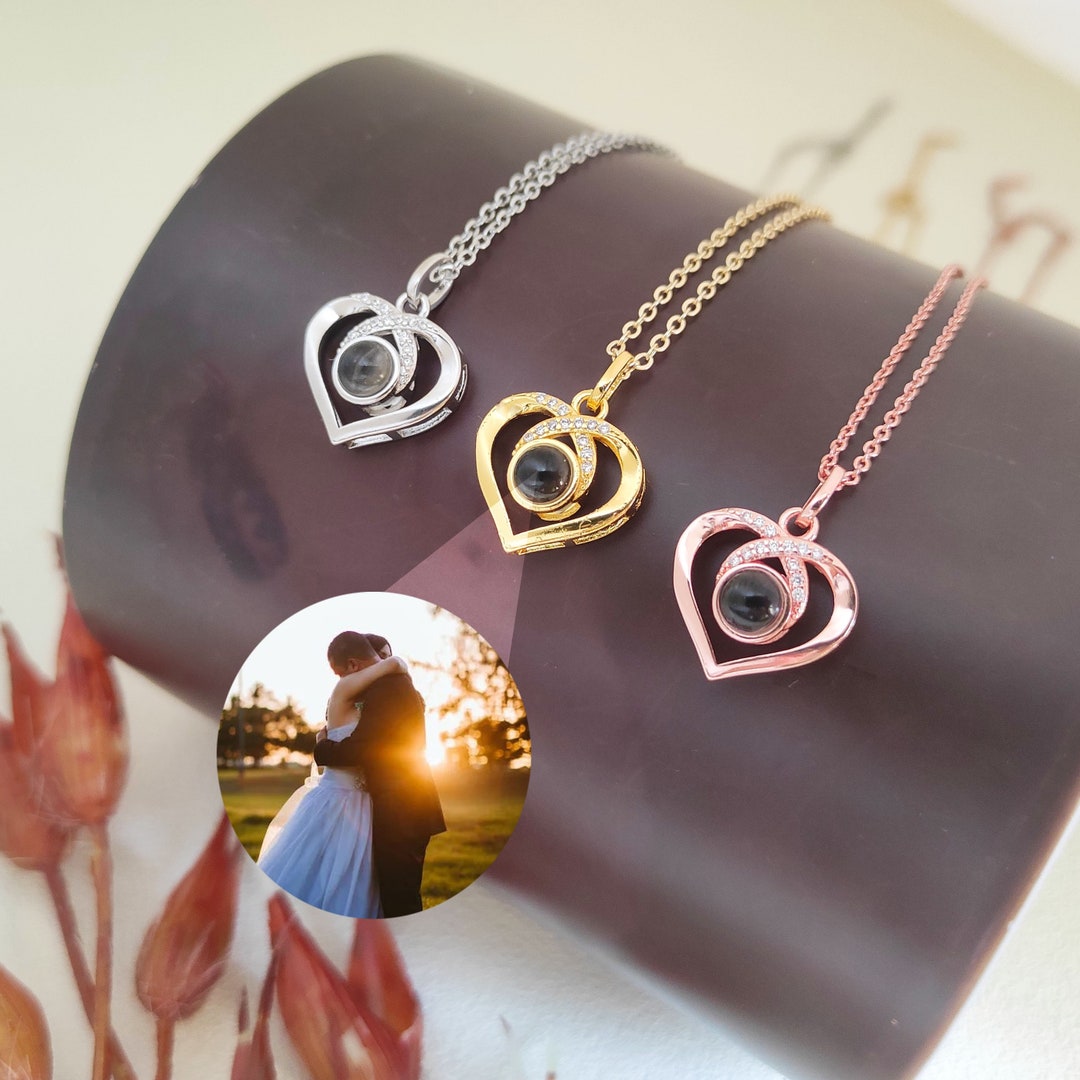 Personalize Love Heart Projection Photo Necklace,projection Jewellery ...