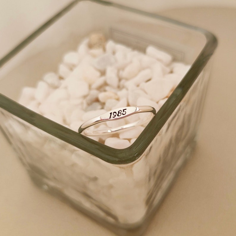 Personalized Number Ring,custom Engraved Date Ring,dainty Name Ring ...